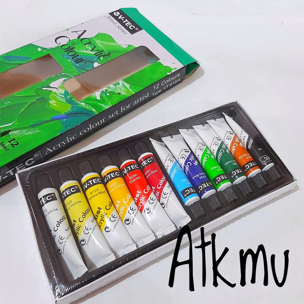 Jual Cat Acrylic V-TEC 6ml 12 Colours Artist Series / Cat Akrilik ...