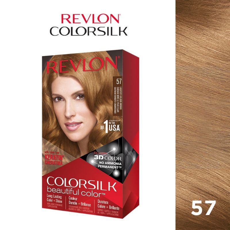 Jual REVLON Colorsilk Hair Color - 57 Lightest Golden Brown | Shopee ...