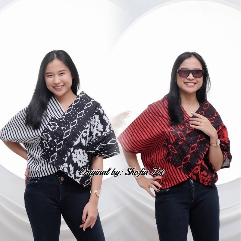 Jual CROP TOP ETNIK ATASAN TENUN OVER SIZE BLUS BATIK TENUN KANTOR JUMBO CROP TOP TENUN SONGKET ...