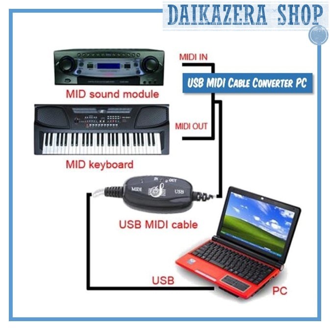 Jual USB MIDI Cable Converter PC to Music Keyboard Adapter Cable - AY03 ...