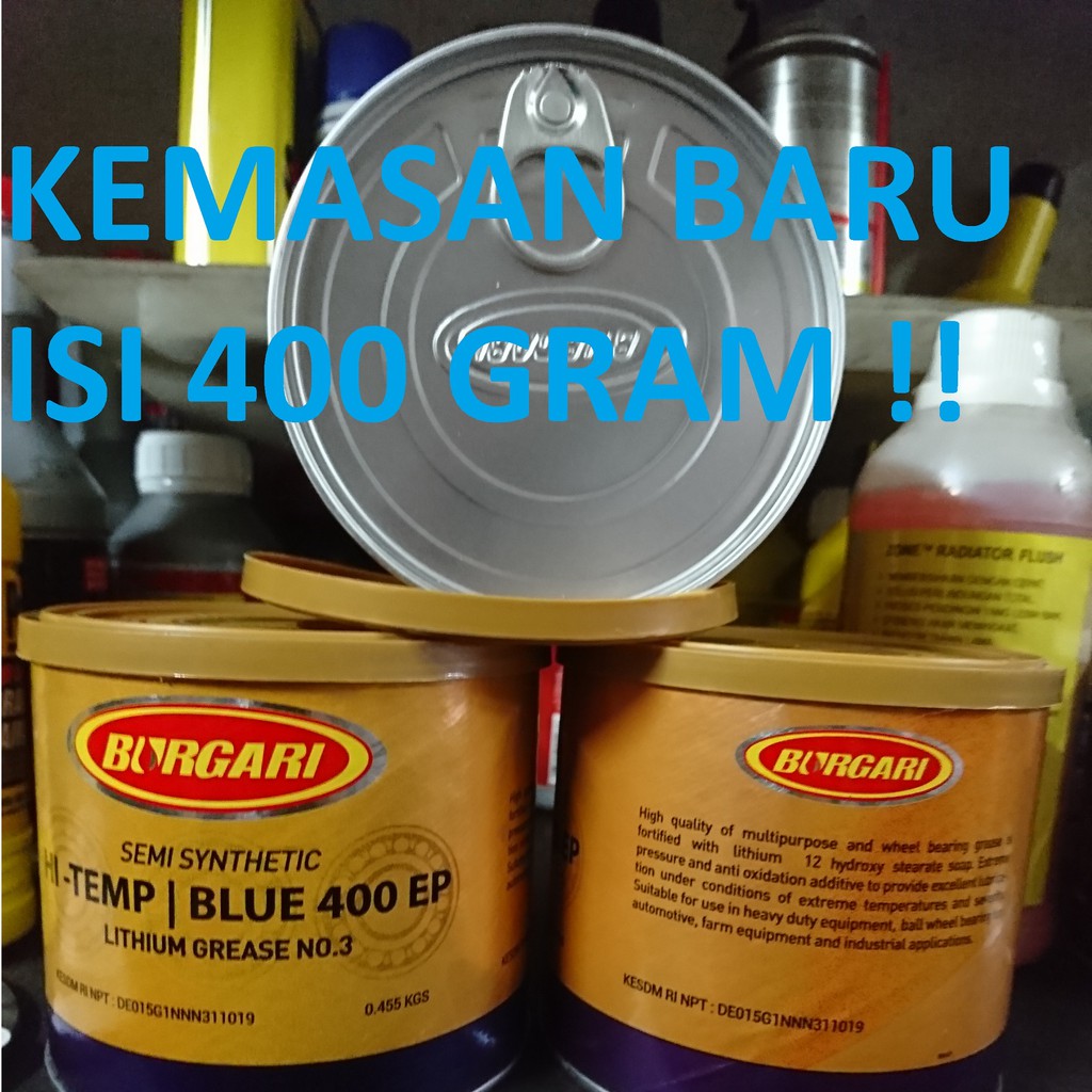 Jual Grease Burgari Blue Biru 400 gram Semi Synthetic Lithium Hi Temp ...