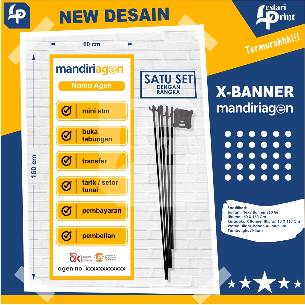 Jual X BANNER MANDIRI AGEN / SATU SET DENGAN KERANGKA X BANNER 160 CM X ...