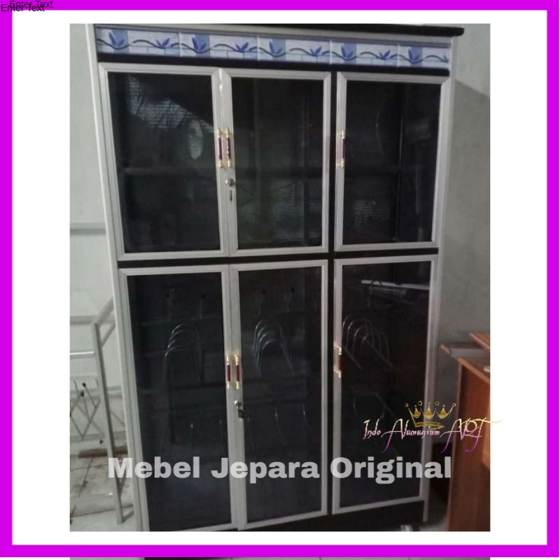 Jual Lemari Rak Piring - Lemari Dapur Pintu Kaca 6 Bahan Alumunium ...