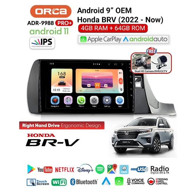 Jual Head Unit Android Auto CarPlay 9″ inch PRO+ DVR Honda BRV 2022 ...