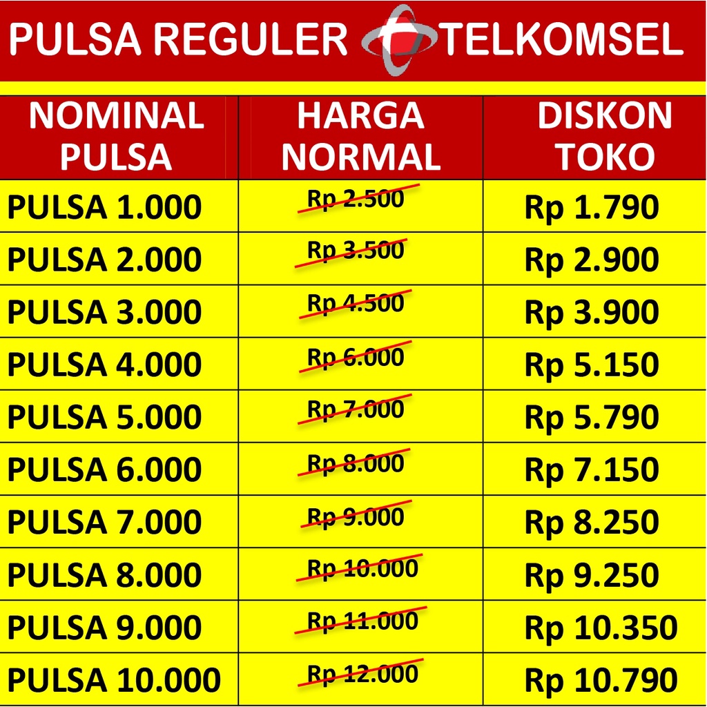 Jual PULSA TELKOMSEL REGULER Kartu AS Loop Simpati 1K 2K 3K 4K 5K 6K 7K ...