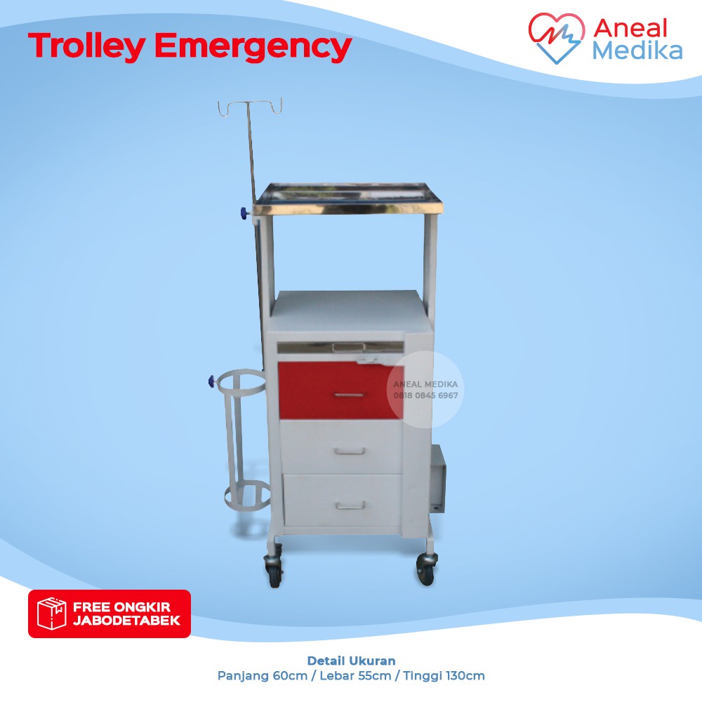 Jual Trolley Emergency Medis - Rak Troli Darurat Rumah Sakit | Shopee Indonesia