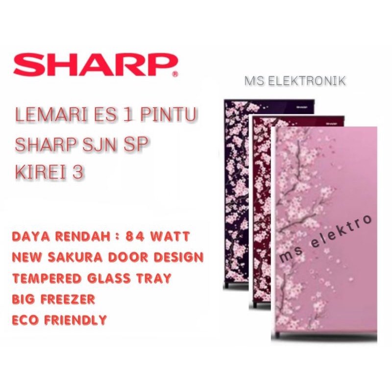 Jual Lemari Es kulkas Sharp 1 pintu KIREI 3 Sakura SJN 162 182 192 SP ...