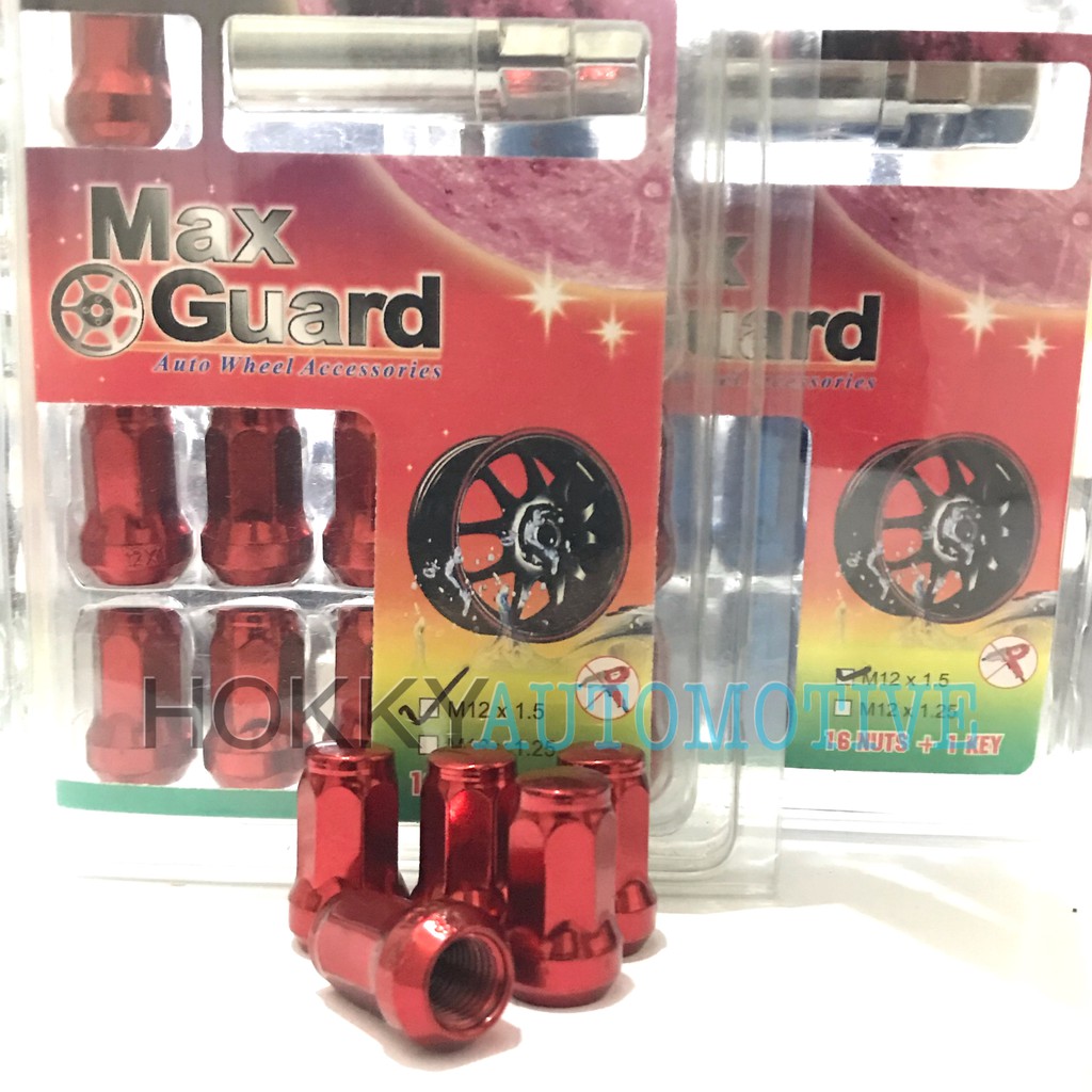 Jual lug nut maxguard 1.5 mm red / mur warna baut roda racing maxguard ...