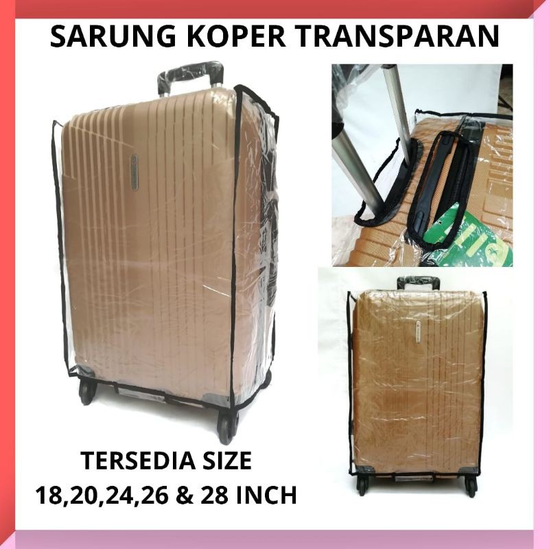 Jual sarung cover pelindung pembungkus koper mika transparan 16 18 20 ...