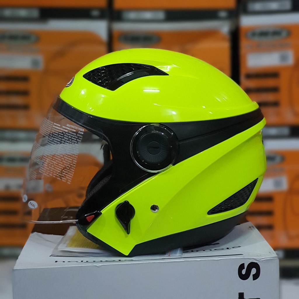 Jual HELM ZEUS 610 SOLID YELLOW FLUO + KARDUS | Shopee Indonesia