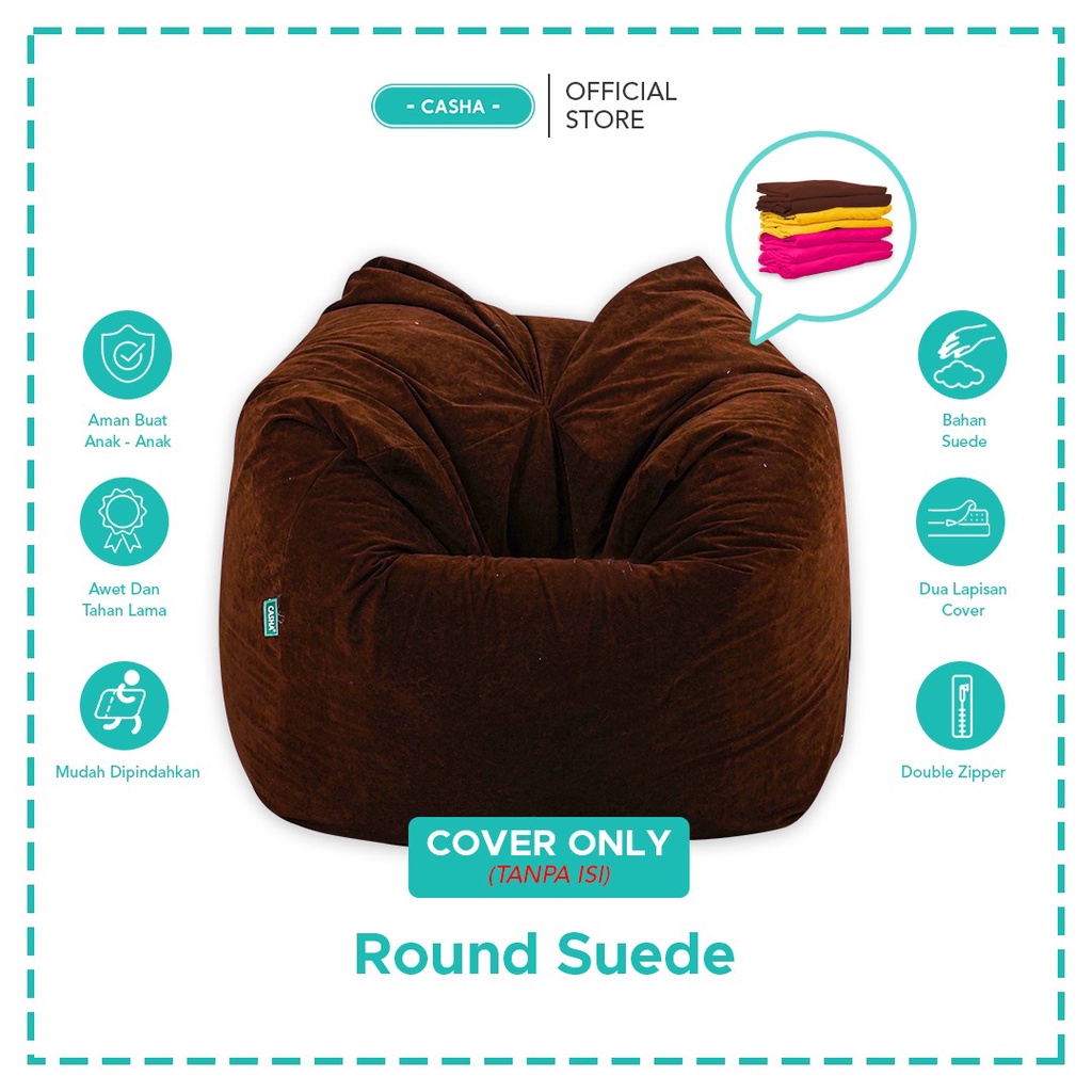 Jual (COVER ONLY) CASHA Beanbag Round Suede - Bean Bag Dewasa - Tanpa ...