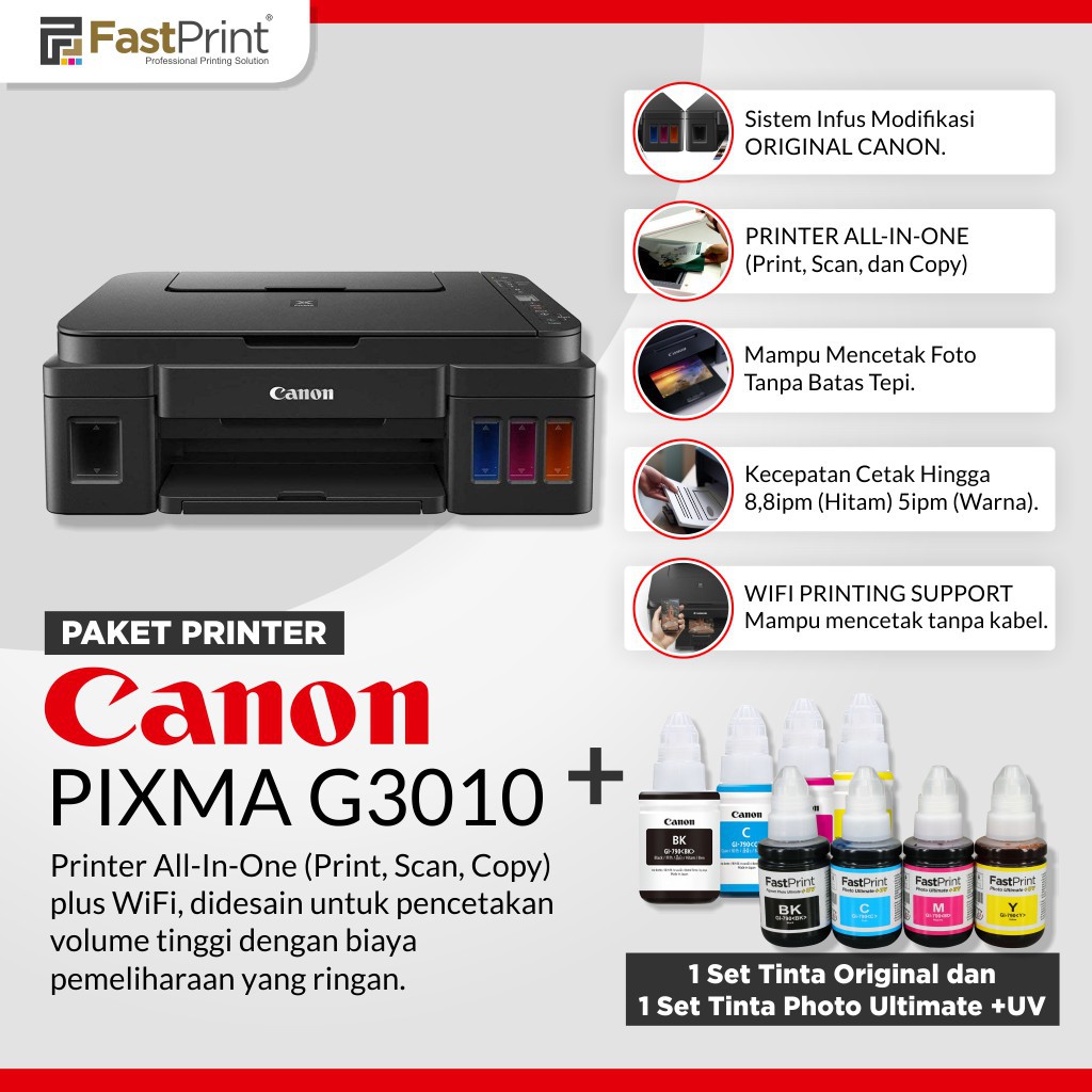Jual Printer Inkjet Canon PIXMA G3010 G 3010 Ink Tank All In One Print ...