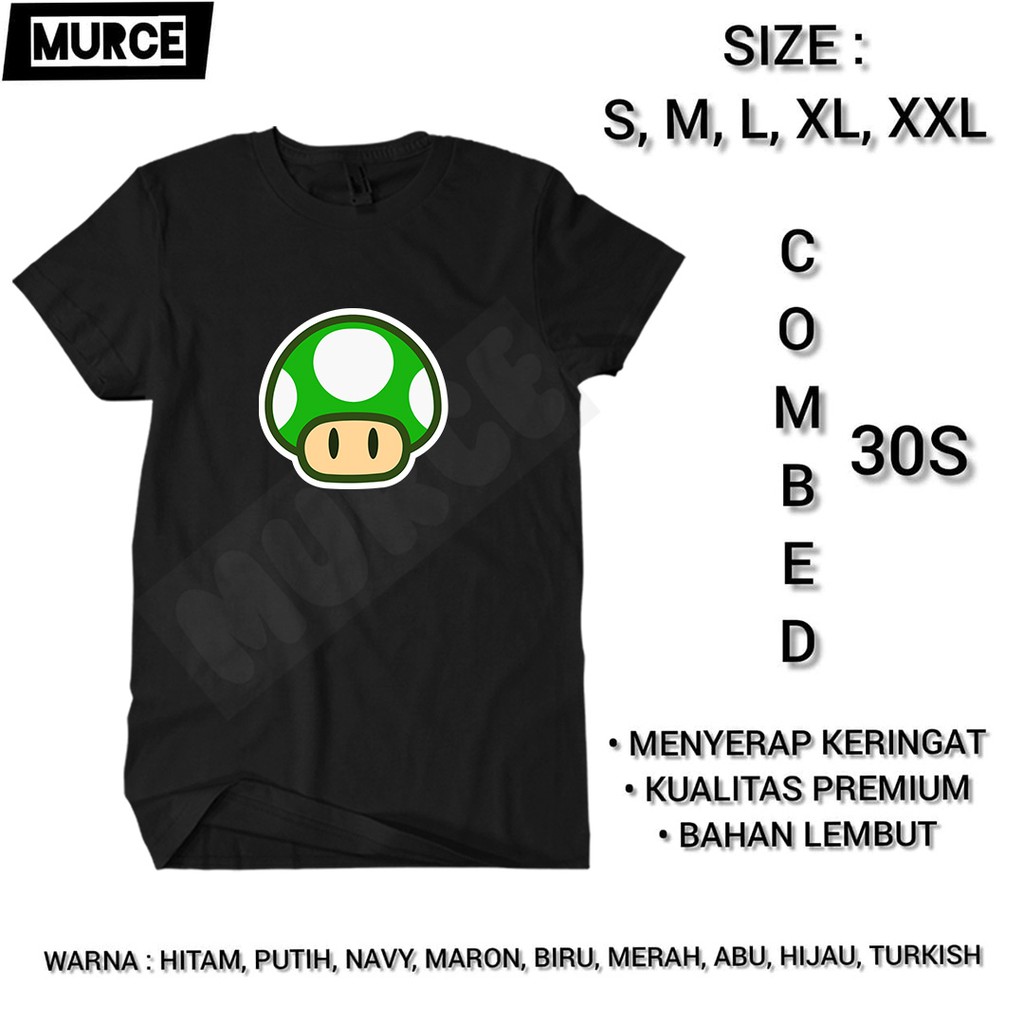 Jual Baju Kaos T Shirt Game Super Mario 1-Up Mushroom Logo Jamur Kartun ...