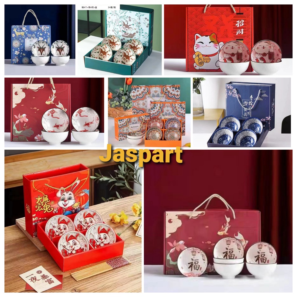 Jual Mangkok set Imlek Natal premium peralatan makan/Mangkok set ...