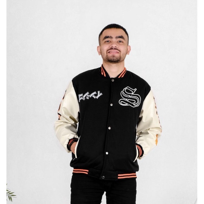 Jual Jaket Varsity Baseball Distro Kulit Pria Black/Jaket Baseball ...