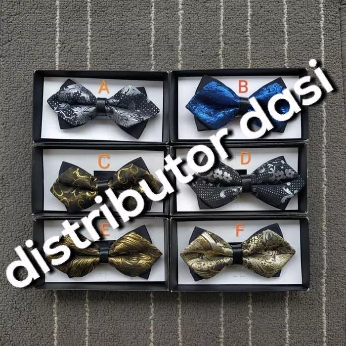 Jual Tie Men Dasi Kupu Kupu Batik Diamond Segitiga Gold Hitam ...