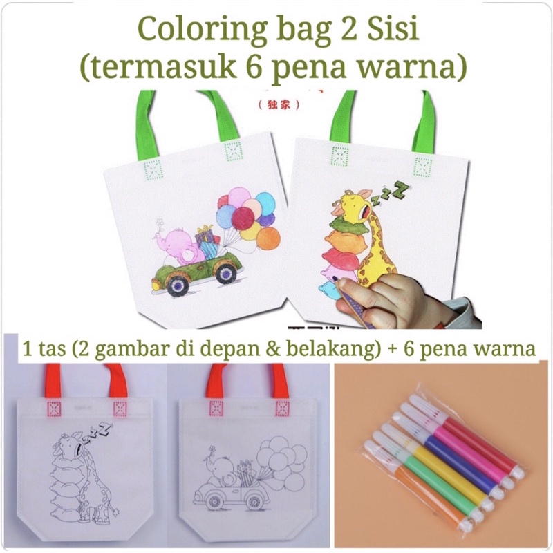 Jual DIY mewarnai tas 2 sisi (coloring bag) hadiah souvenir | Shopee ...
