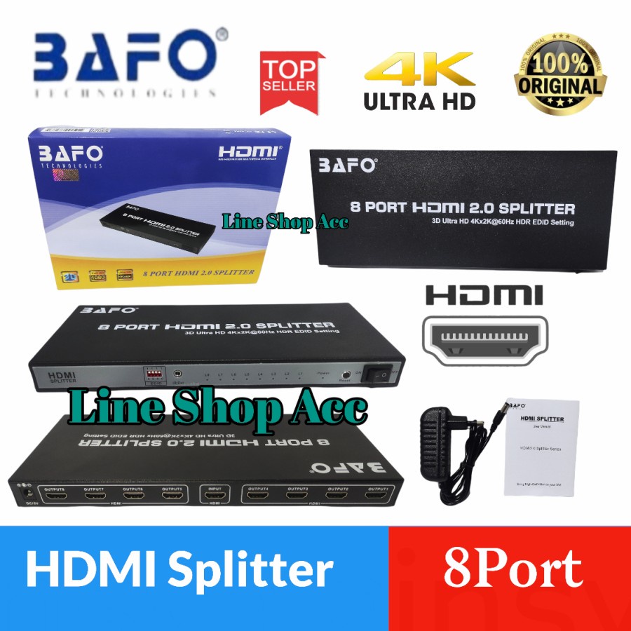 Jual HDMI Splitter 8 Port Bafo Spliter 1X8 | Shopee Indonesia