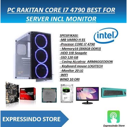Jual PC RAKITAN OFFICE/SERVER CORE I7 4770 1TB 8GBX2 SSD 120 MONITOR 19 | Shopee Indonesia