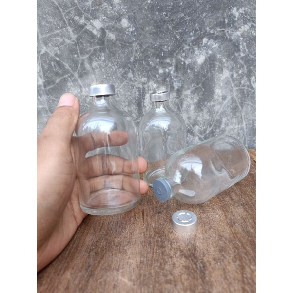 Jual Botol vial 100ml BENING tutup karet / segel almunium / Kayu ...