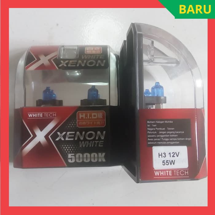 Jual MICHIBA H3 55W - LAMPU HALOGEN H3 WHITE XENON ORYGINAL - Putih ...