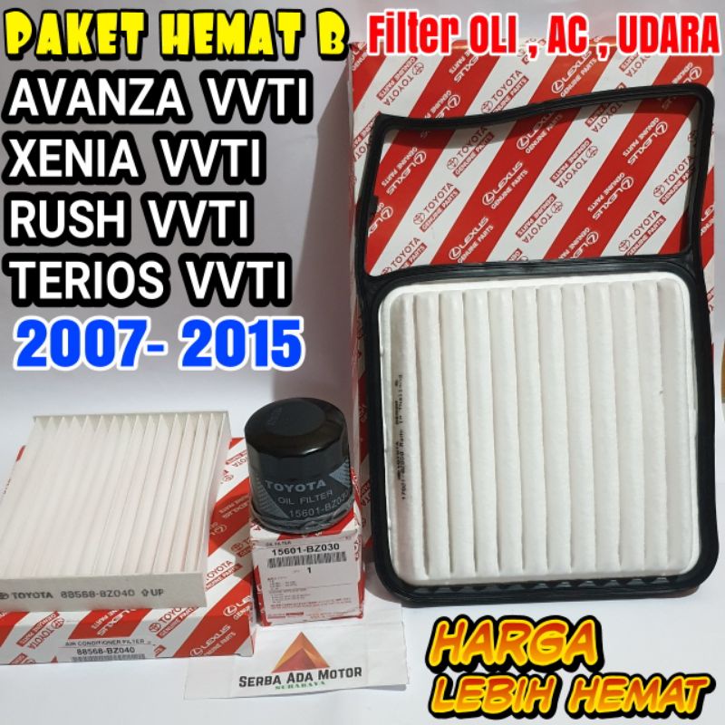Jual PAKET FILTER AVANZA XENIA RUSH TERIOS VVTI Filter OLI UDARA AC ...