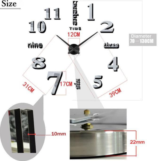 Jual Jam Dinding Besar Raksasa Diy/Giant Wall Clock 80 - 130Cm _ Emas ...