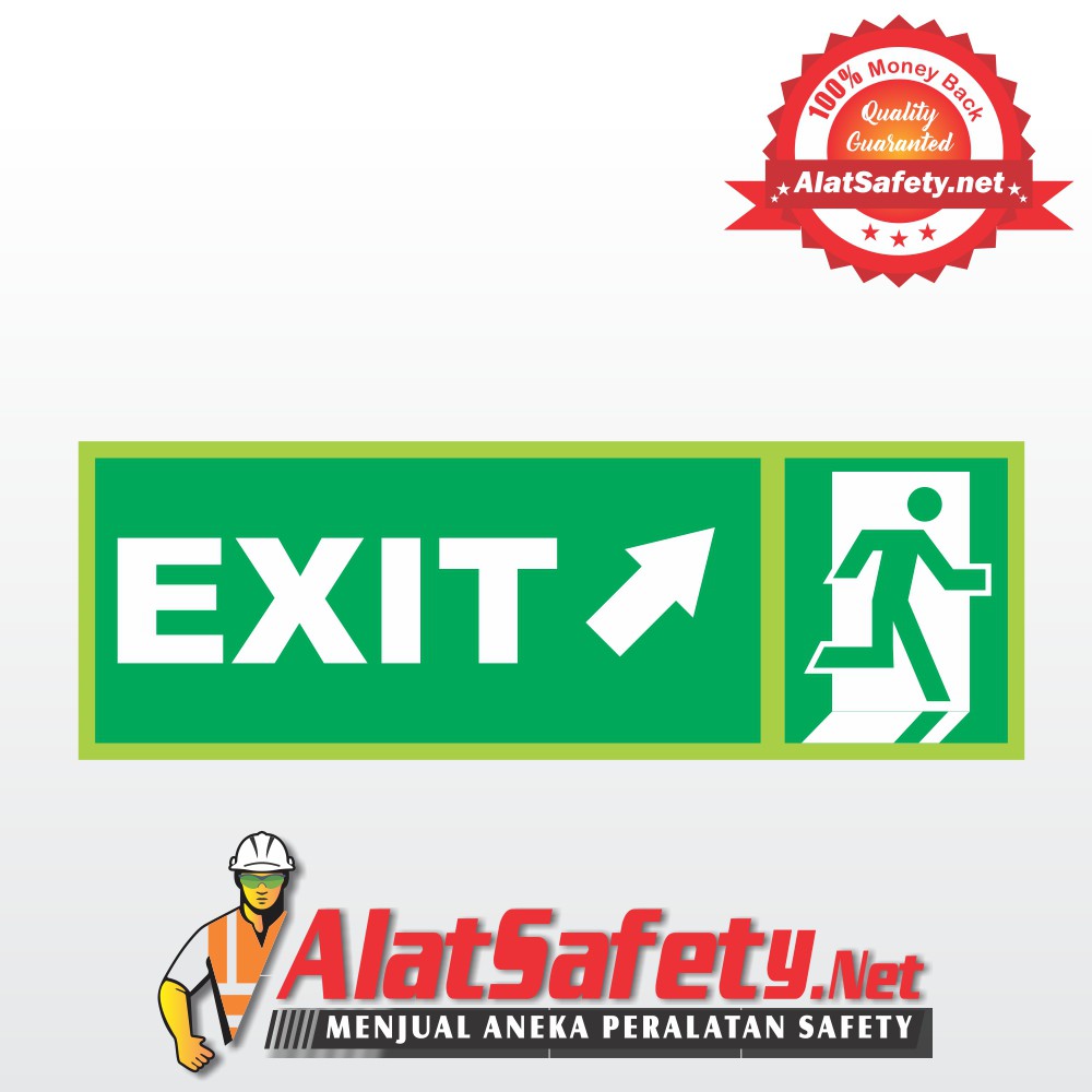 Jual Sticker Sign K3 Tanda Arah Exit Arrow Top Right - Serong Kanan ...