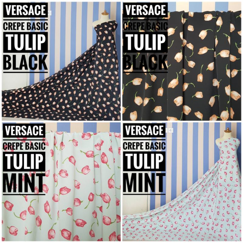 Jual LAST STOCK Kain Meteran Versace Crepe Basic Tulip (0.5M) | Shopee ...
