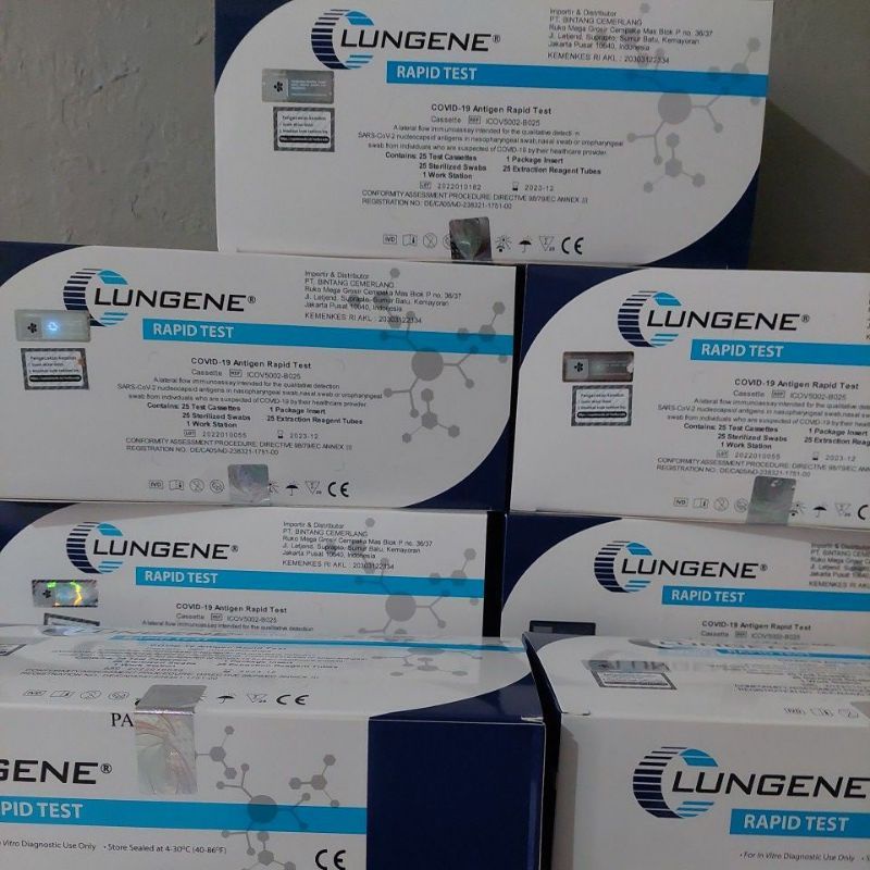 Jual Alat Test Swab Antigen Lungene Biru AKL Kemenkes Original - 1 pcs ...