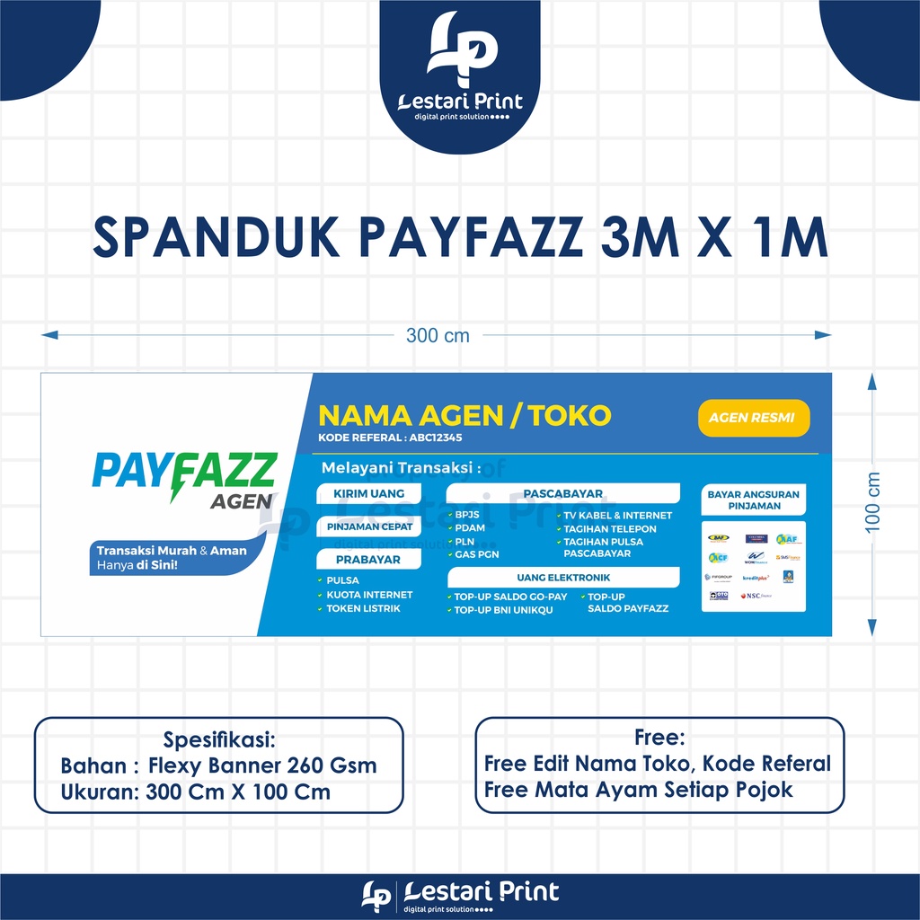Jual SPANDUK BANNER PAYFAZZ / 3M X 1M / LESTARI PRINT | Shopee Indonesia