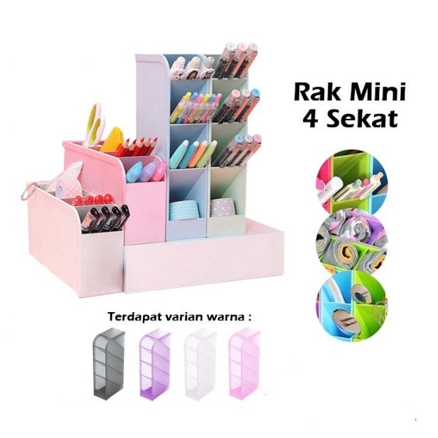 Jual RAK LACI 4 SEKAT / RAK MINI PLASTIK 4 SLOT / DESKTOP DRAWER / RAK ...