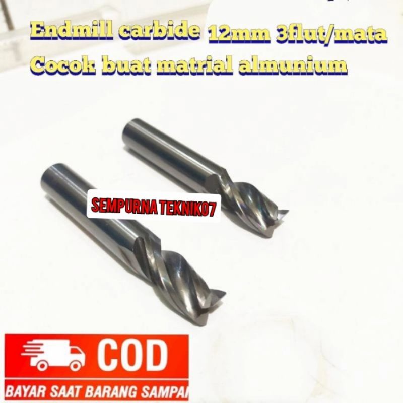 Jual Endmill Nmil mata bor frais 12mm 3flut/mata cocok buat matrial ...