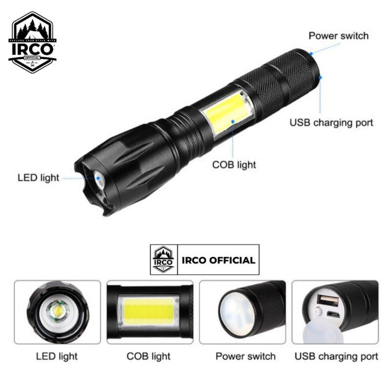 Jual IRCO Senter Gunung Charge LED Waterproof USB Lamp Charging ...