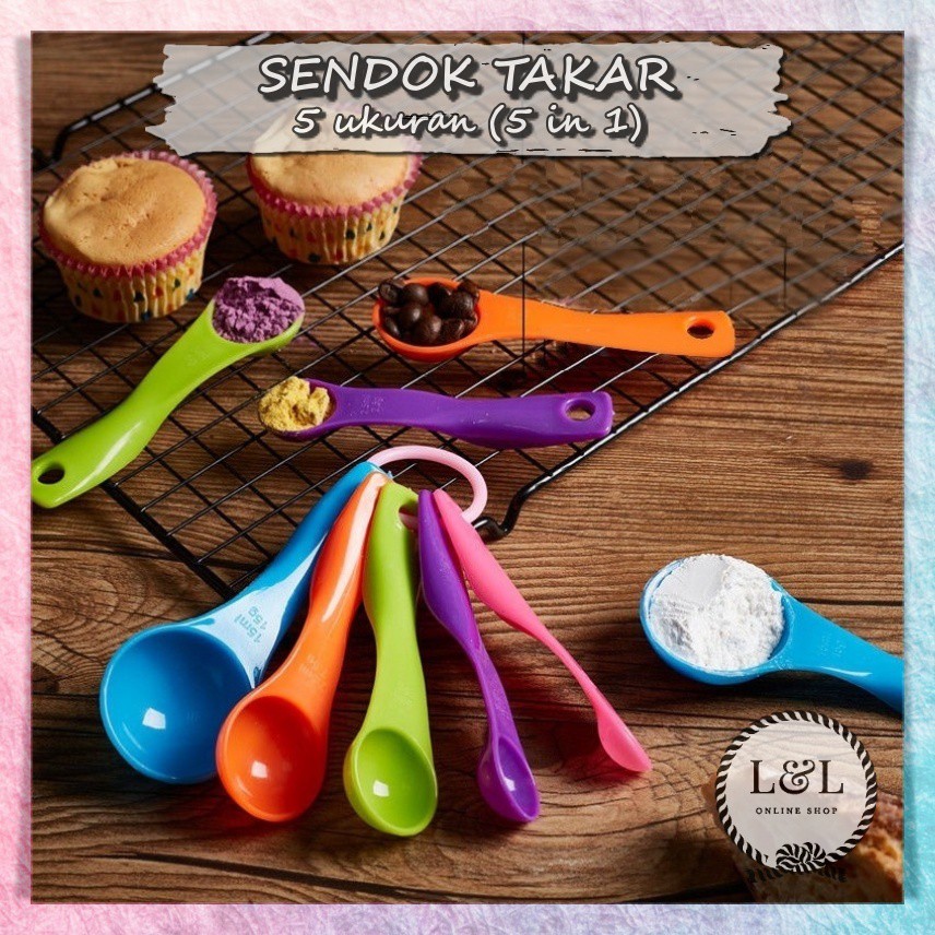 Jual Sendok Set Takar Takaran Plastik Warna Serbaguna Bumbu Dapur 5 Pcs ...