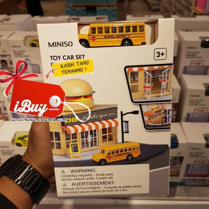 Jual Miniso Toy Car Set Burger Shop School Bus Bis Mobil Mainan Anak ...