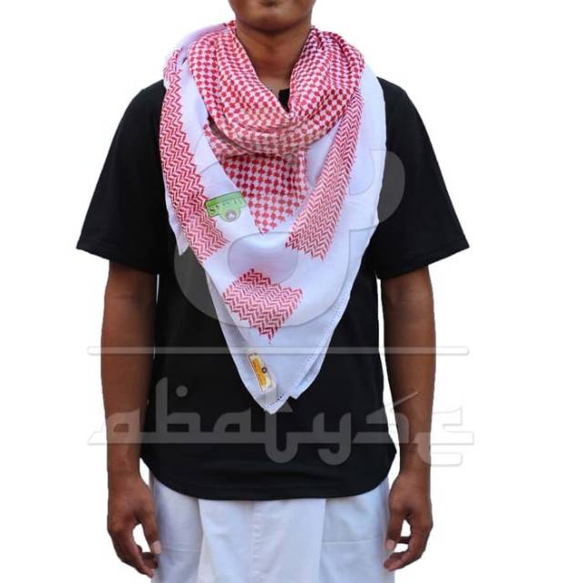 Jual Sorban Almas Arafat Merah Putih Original Made In India Sorban Segi ...