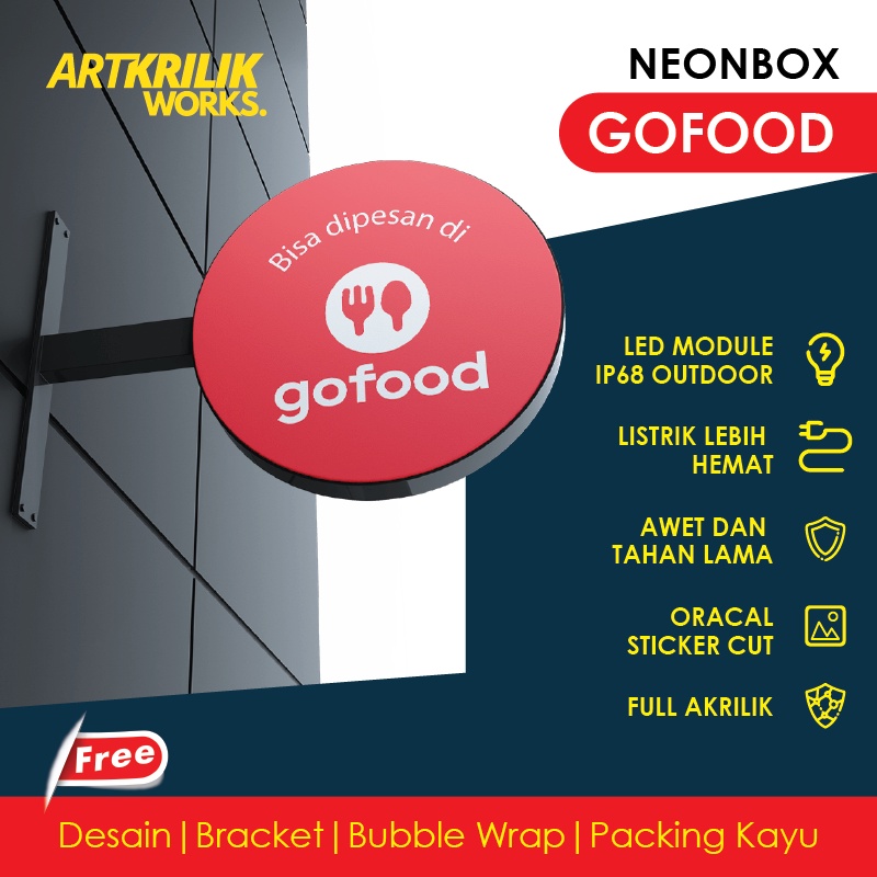 Jual NEON BOX GOFOOD BULAT DUA SISI MURAH | Shopee Indonesia
