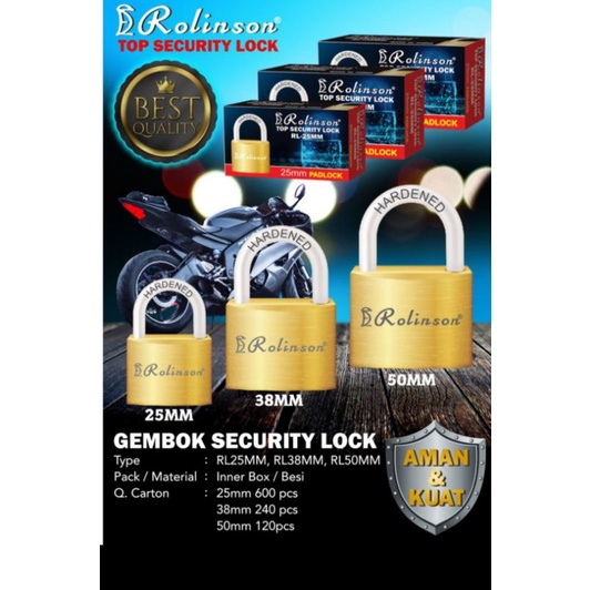 Jual Gembok Kunci Gold Rolinson Panjang 25mm 38mm 50mm | Shopee Indonesia