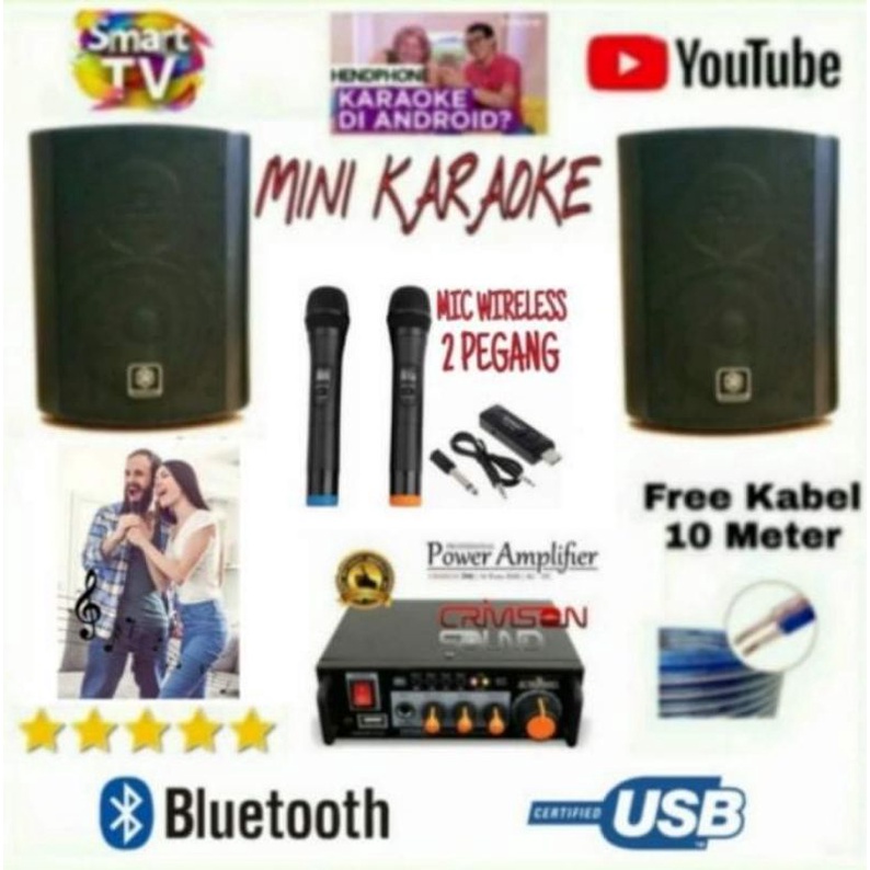 Jual Paket karaoke set speaker 3R 5in ampli mini karaoke smart tv 2 mic ...