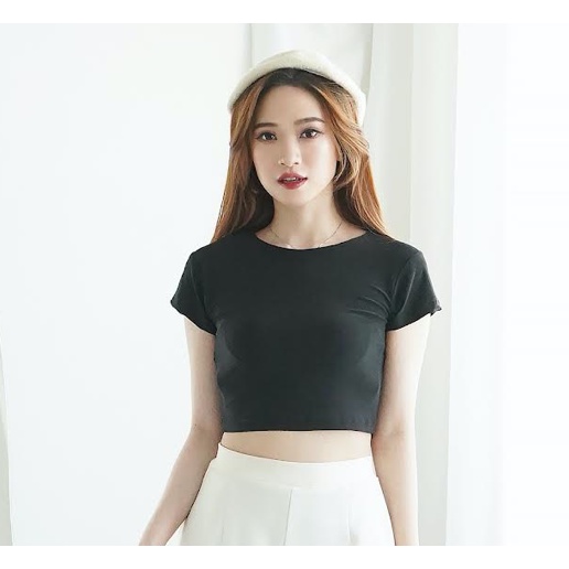 Jual Crop Top Baju Pendek Kaos Wanita Crop Tee Wanita Slim Fit 052 ...