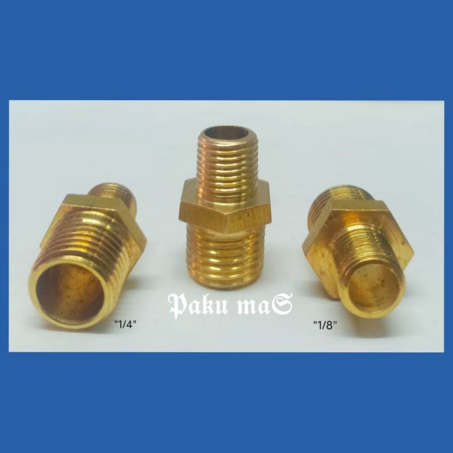 Jual double drat luar double nepel kuningan ukuran 1/8 x 1/4 inch | Shopee Indonesia