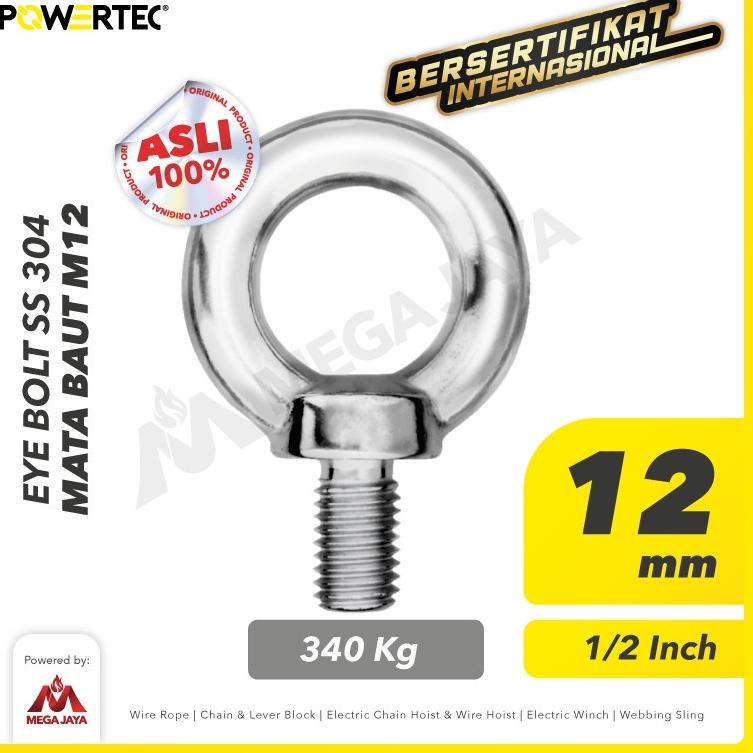 Jual Tidak Diragukan.. Eye Bolt / Mata Baut POWERTEC SS 304 M12 POWERTEC | Shopee Indonesia