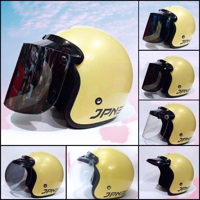 Jual Helm jpn polos kuning lemon glosy original SNI | Shopee Indonesia