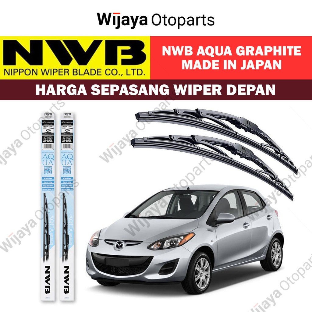 Jual Wiper Blade Depan Mazda 2 Gen 1 NWB Japan Aqua Graphite 24/14 | Shopee Indonesia