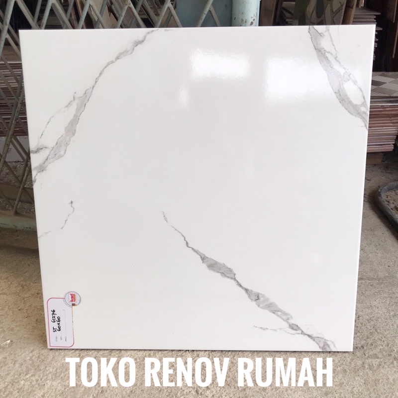 Jual keramik 60x60 putih motif carara/ keramik lantai putih carara/ keramik lantai 60x60 ...