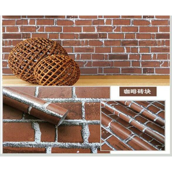 Jual KDD=152 Wallpaper bata coklat 45 cm x 10 mtr || Wallpaper dinding | Shopee Indonesia