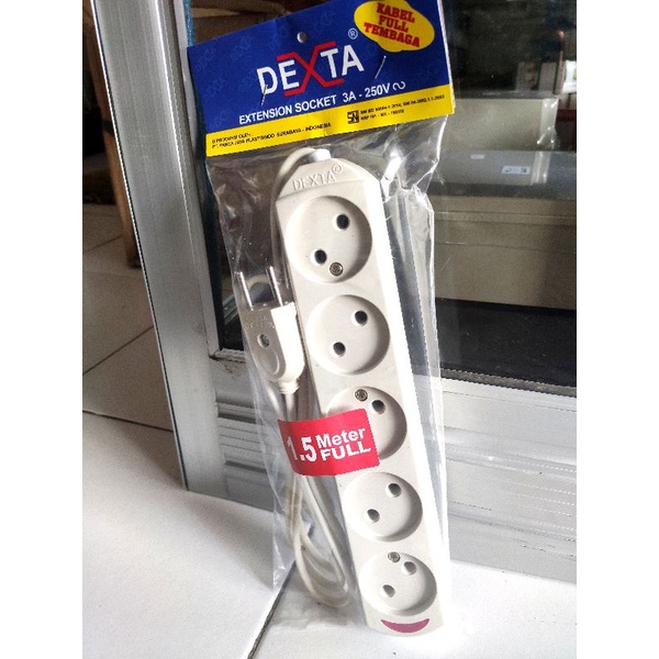 Jual Stop Kontak Colokan Listrik Gepeng 5 Lubang + Kabel 1,5 Meter Full ...