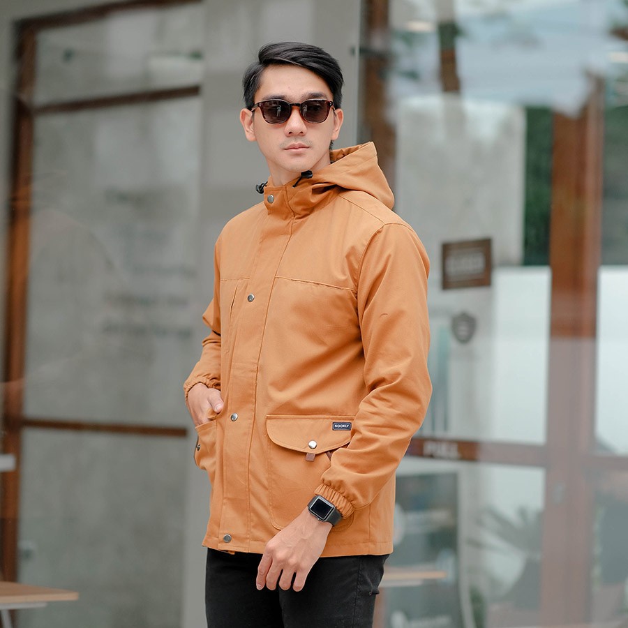 Jual Jaket Gunung Parka Hoodie coklat muda Aston 02 camel | Shopee Indonesia