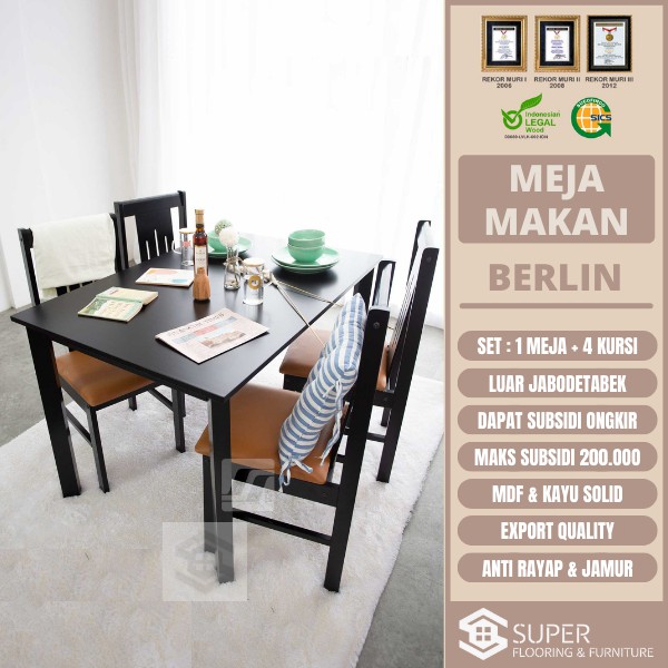 Jual Meja Makan Set Berlin Furniture Kayu Minimalis Murah (Export ...